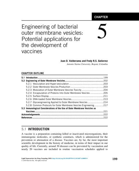 Pdf Engineering Of Bacterial Outer Membrane Vesicles Potential