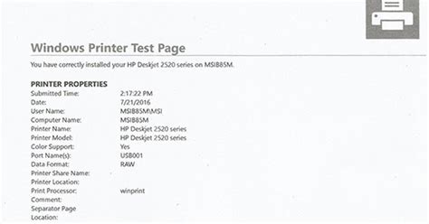 Cara Print Test Page Windows