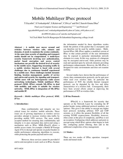 Pdf Mobile Multilayer Ipsec Protocol