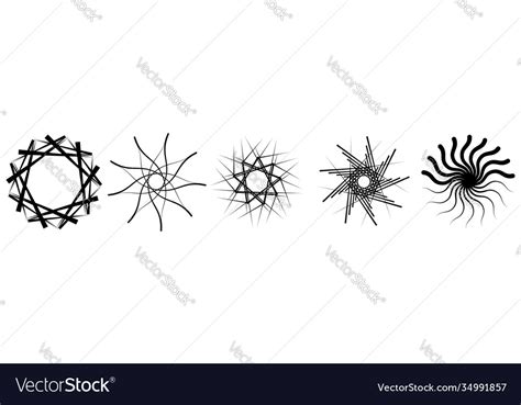 Geometric Radial Design Element Set Abstract Vector Image