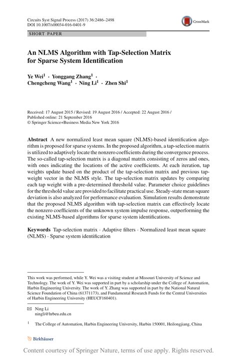 an nlms algorithm with tap selection matrix for sparse system