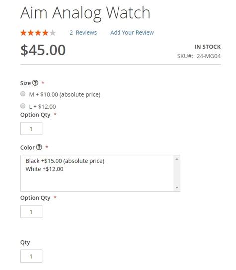Magento 2 Custom Option Absolute Price And Quantity Advanced Extension