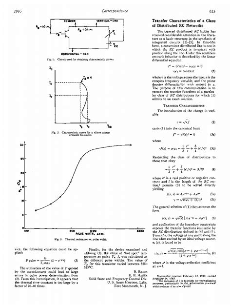 Transfer Characteristics Of A Class Of Distributed Rc Networks Ieee Journals And Magazine Ieee