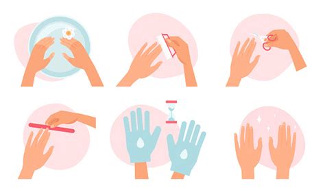 손톱 및 피부 관리 매니큐어 세트 인포 그래픽 손톱 관리 과정 및 스파 트리트먼트 매니큐어 미용술에 대한 스톡 벡터 아트 및 기타 이미지 매니큐어 미용술 서류 정리