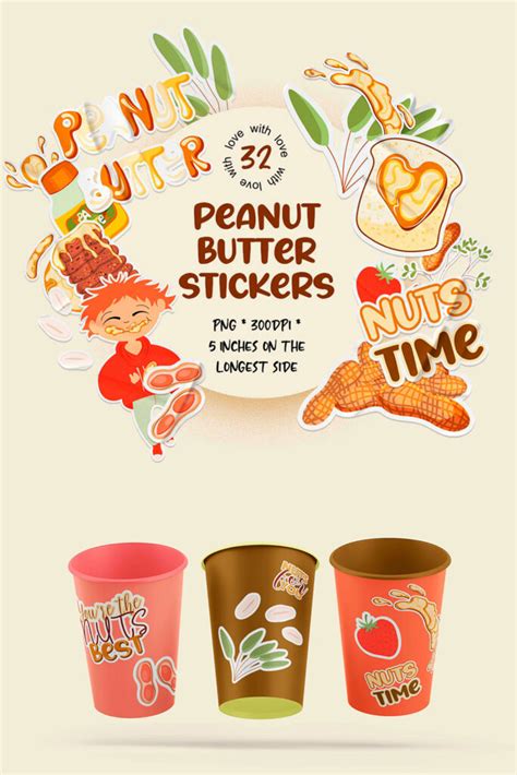 Set Of Peanut Butter Stickers 32 Sticker Designs For Peanut Butter