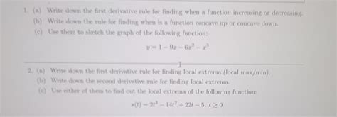 Solved 1 A Write Down The First Derivative Rule For