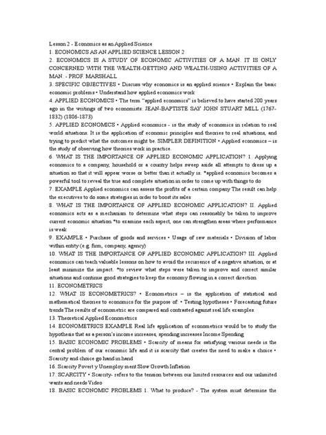 Lesson 2 Applied Economics Pdf Economics Econometrics