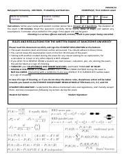 First Midterm Exam Example 2 pdf 2020 02 04 Bahçeşehir University MAT3026 Probability and