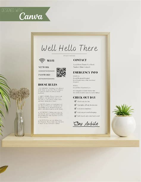 Airbnb Welcome Sign Template Wwi Fi Qr Code Airbnb Wi Fi Etsy Qr Codes Airbnb Design Airbnb
