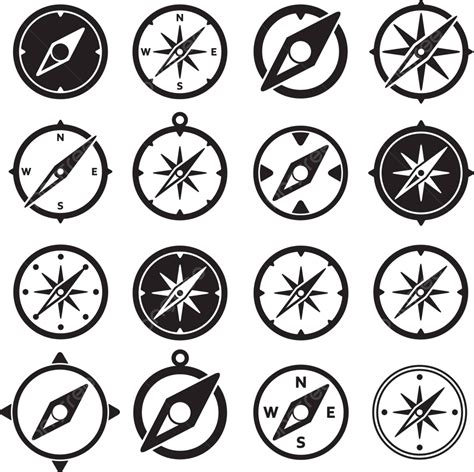 A Series Of Monochrome Compass Icons In Vector Format Vector Direction