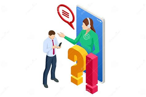 Isometric Question Marks Message Box With Question Chatbot Technology