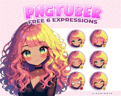 Kawaii Pngtuber Model Sunset Curls Starry Eyes 6 Poses Etsy