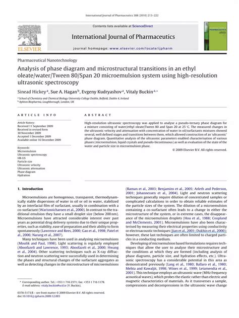 Pdf Analysis Of Phase Diagram And Microstructural Transitions In An Ethyl Oleate Water Tween