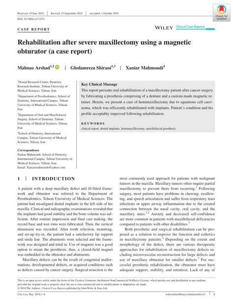 Pdf Rehabilitation After Severe Maxillectomy Using A Magnetic Obturator A Case Report Xxxx