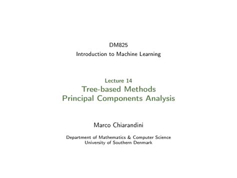 Ppt Tree Based Methods Principal Components Analysis Marco
