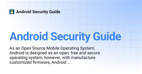 Android Security Guide Android Security Guide