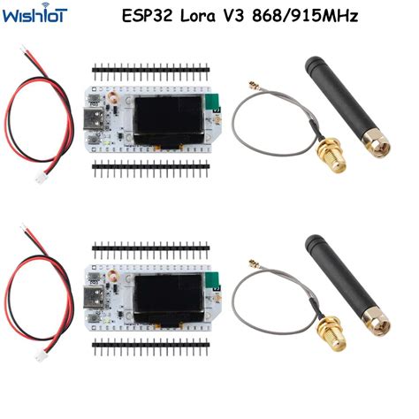 2x Esp32 Lora V3 Development Board Sx1262 0 96 Inch Oled Display Blue