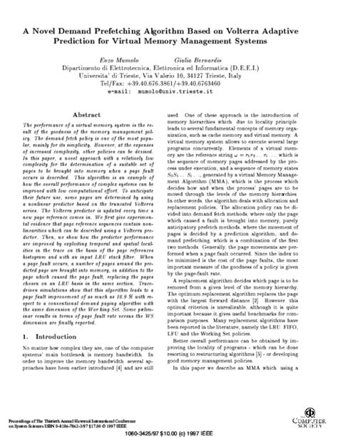 Pdf A Novel Demand Prefetching Algorithm Based On Volterra Adaptiveprediction For Virtual