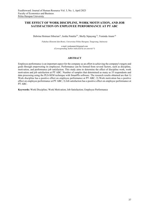 Pdf The Effect Of Work Discipline Work Motivation And Job Satisfaction On Employee