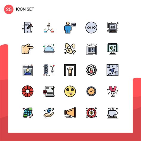 25 Thematic Vector Filled Line Flat Colors And Editable Symbols Of Html Brackets People Debit