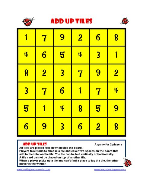 Free Printable Math Games