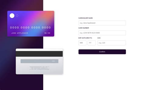 Frontend Mentor Responsive Interactive Card Details Form Using Css