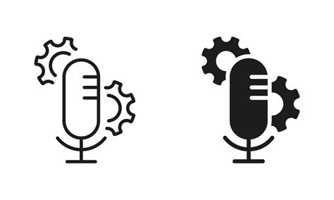 Microphone Sound Configuration Line And Silhouette Icon Set Microphone