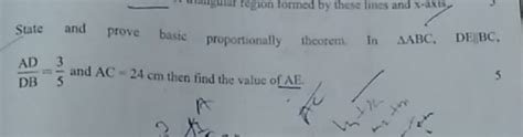 State And Prove Basic Proportionally Theorem In Abcde∥bc Dbad 53 An
