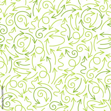 Hand Drawn Green Arraws Abstract Seamless Pattern Vegan Nature Organic Healthy Food Eco