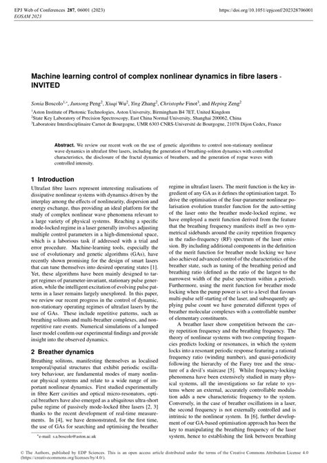 Pdf Machine Learning Control Of Complex Nonlinear Dynamics In Fibre Lasers Invited