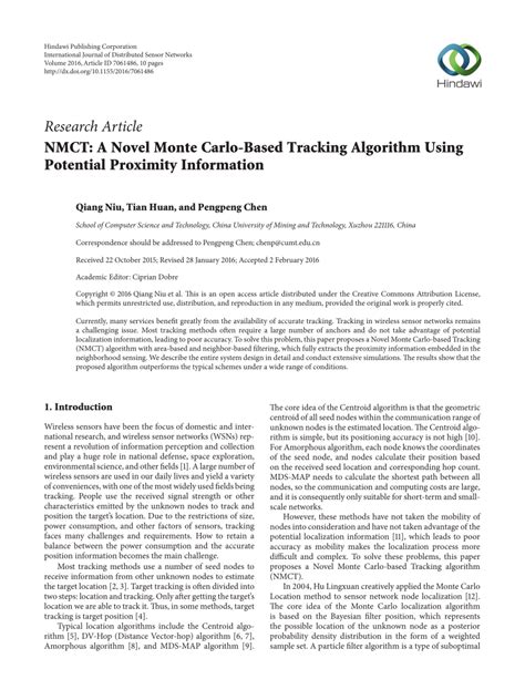 Pdf Nmct A Novel Monte Carlo Based Tracking Algorithm Using