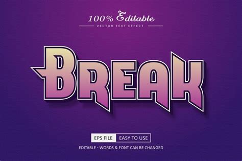Premium Vector Break 3d Editable Text Effect Bold Style