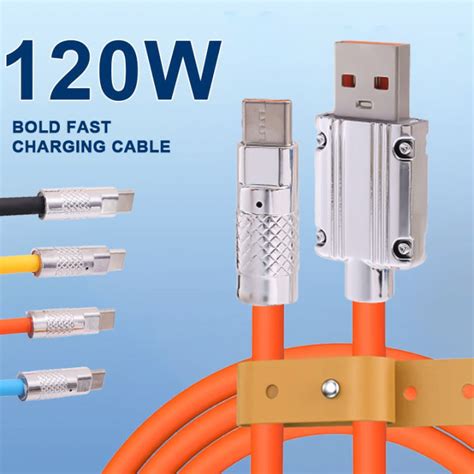 120w 6a Aluminum Alloy Fast Charging Usb Type C Data Transfer Cable Gel