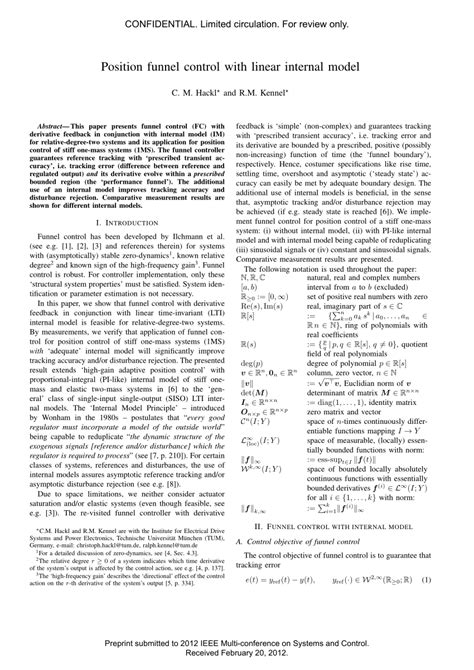 Pdf Position Funnel Control With Linear Internal Model
