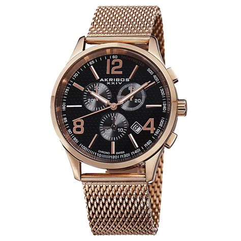 Akribos Xxiv Mens Swiss Quartz Chronograph Stainless Steel Mesh Blue