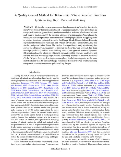 Pdf A Quality Control Method For Teleseismic P ‐wave Receiver Functions