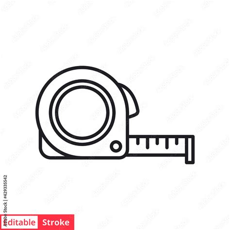 Measure Tape Line Icon Simple Outline Style Meter Length Metric Size Concept For App And