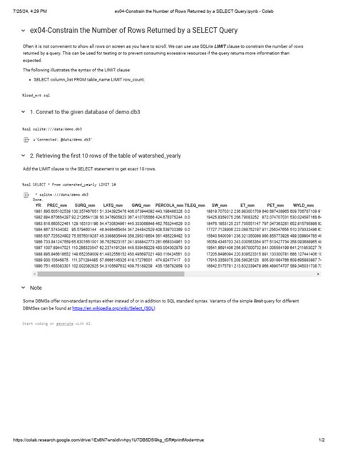 Ex04 Constrain The Number Of Rows Returned By A Select Query Pdf Data Management