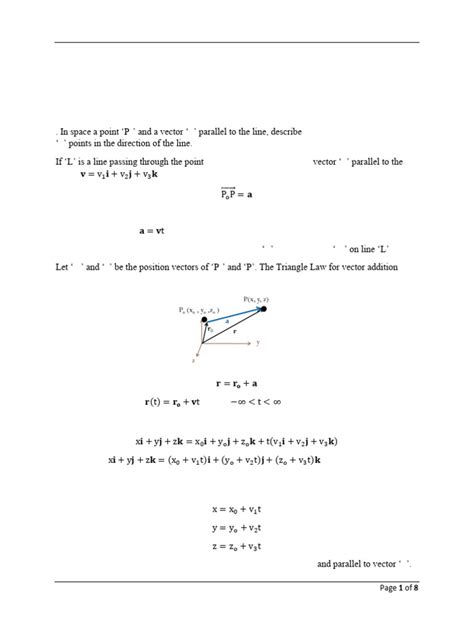 Lec 1 Equation Of Lines And Planes In Space Pdf