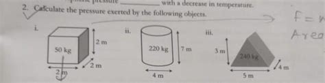 2 Calculate The Pressure Exerted By The Following Objects Brainly In