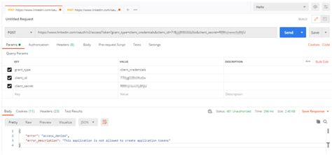 Rest Linkedin Api How To Obtain The Bearer Access Token Stack