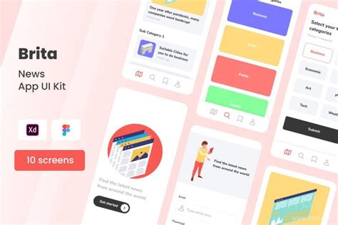 简洁的新闻资讯类APP UI设计模板 Brita 25学堂