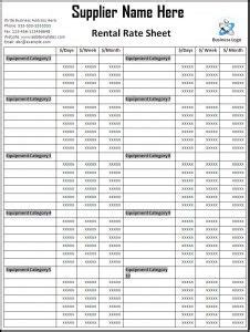 Rate Sheet Template Excel Word Template