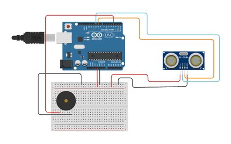 Circuit Design Sensor Ultrasonico Con Buzzer Tinkercad