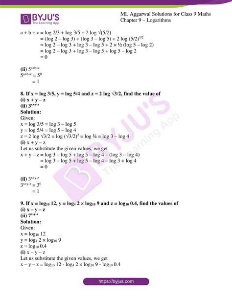Ml Aggarwal Solutions For Class 9 Chapter 9 Logarithms Get Free Pdf