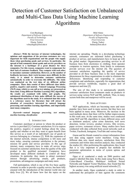 Pdf Detection Of Customer Satisfaction On Unbalanced And Multi Class Data Using Machine