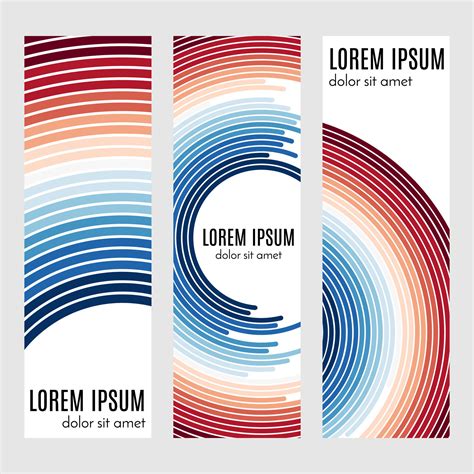 Set Of Abstract Vertical Header Banners With Curved Lines And Place For Text Colorful