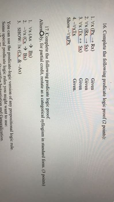 solved 16 complete the following predicate logic proof 2