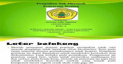 Presentasi Penetrant Testingpptx Pdf Document