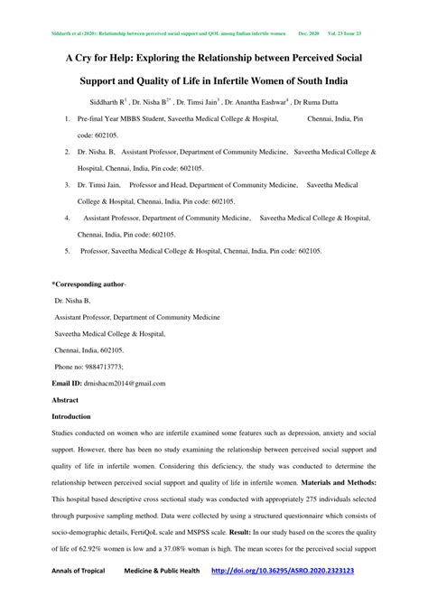 Pdf A Cry For Help Exploring The Relationship Between Perceived
